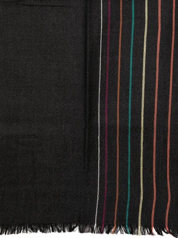 Paul Smith Multistripe Fringed Scarf - Black