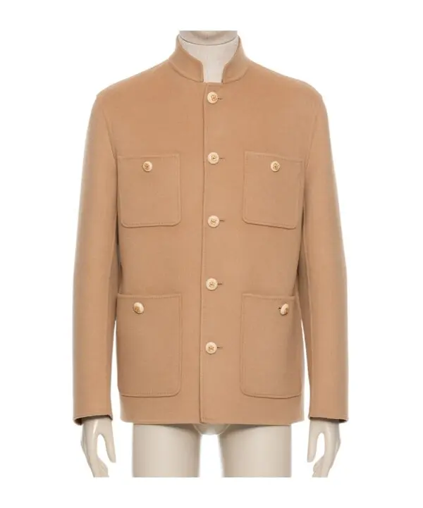Valentino Garavani Button-up Stand Collar Jacket - Nude