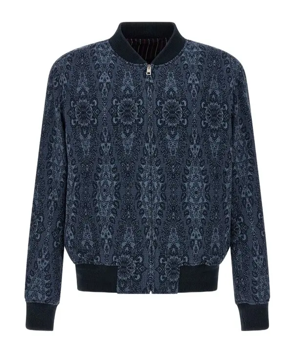 Etro Patterned Jacquard Zip Fastened Bomber Jacket - Black