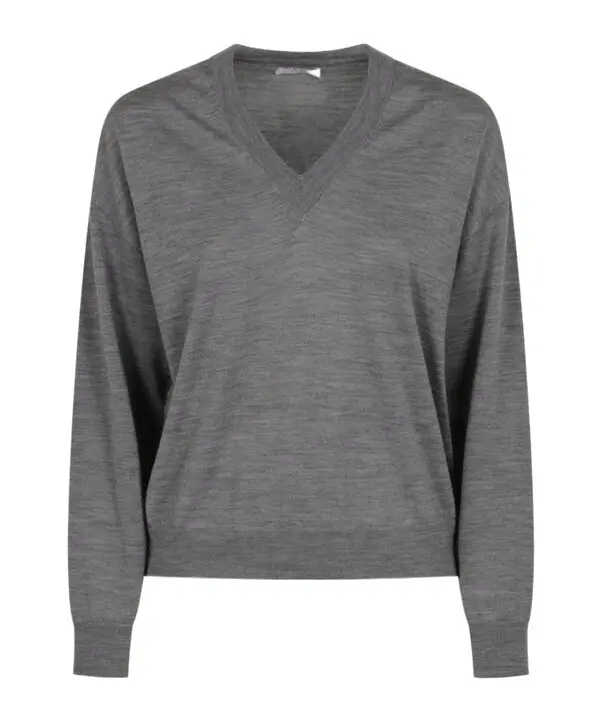 Peserico V-neck Long Sleeve Jumper - Gray