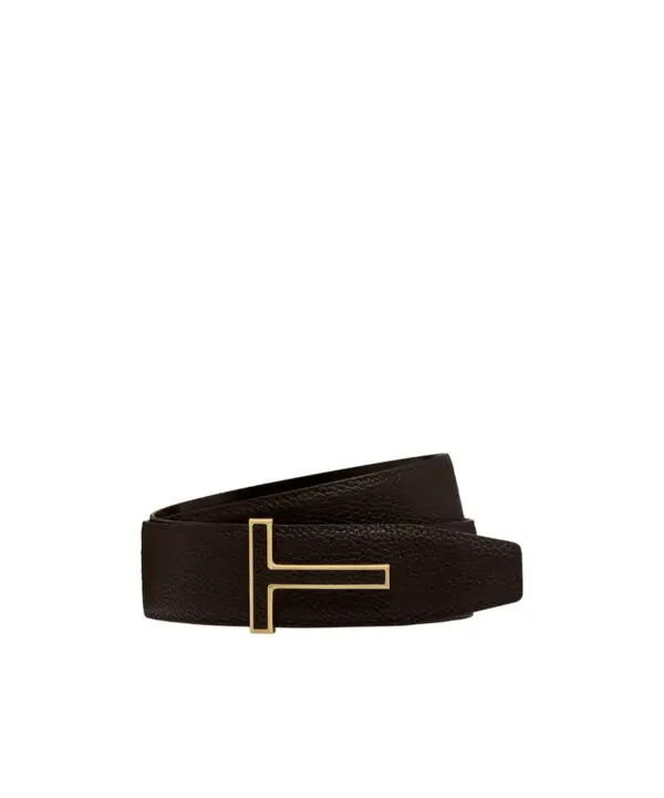 TOM FORD T Logo Buckle Belt - Brown