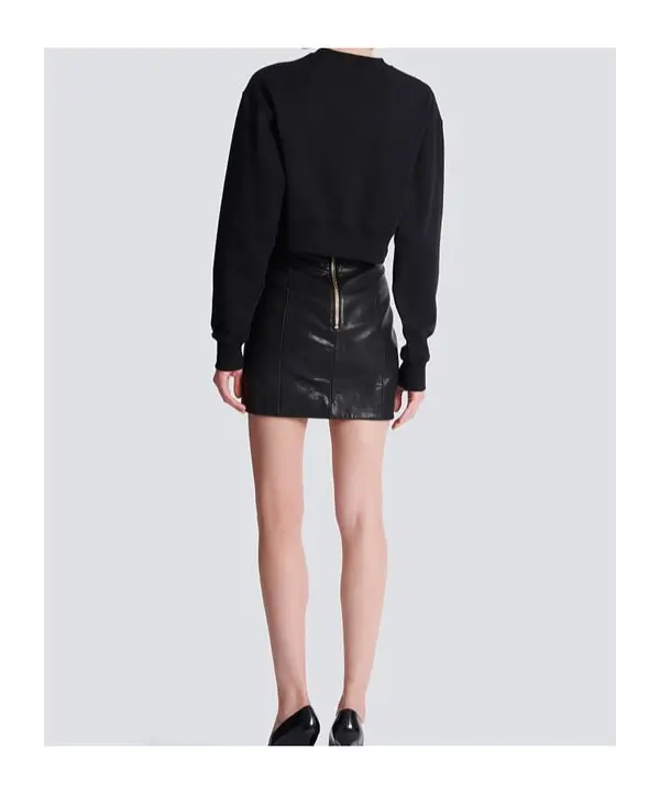 Balmain Logo Printed Cropped Sweatshirt - Black