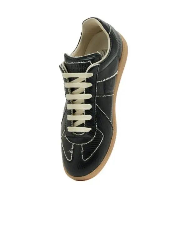 MAISON MARGIELA Replica Lace-up Sneakers With Textured Gum Sole - Black