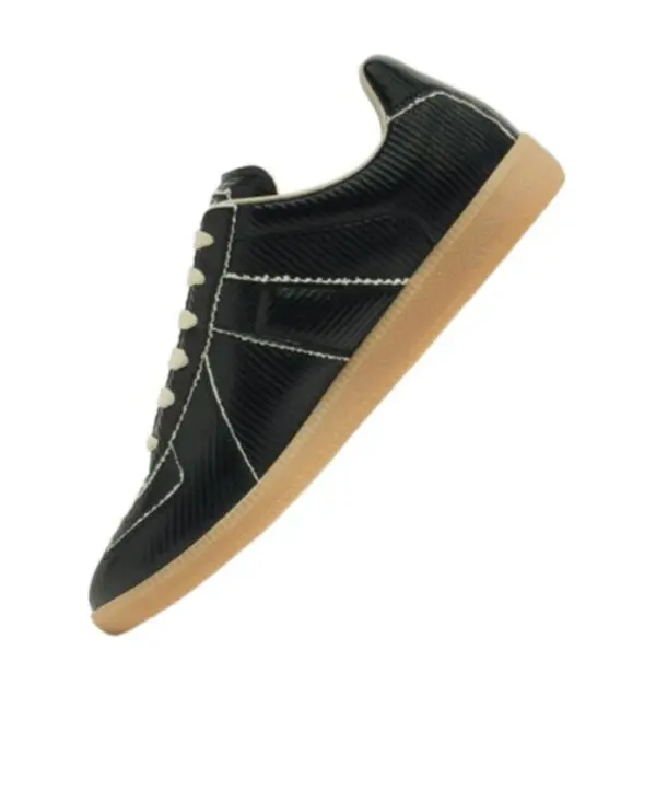 MAISON MARGIELA Replica Lace-up Sneakers With Textured Gum Sole - Black