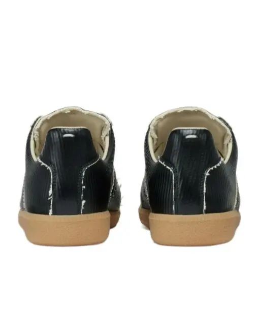 MAISON MARGIELA Replica Lace-up Sneakers With Textured Gum Sole - Black