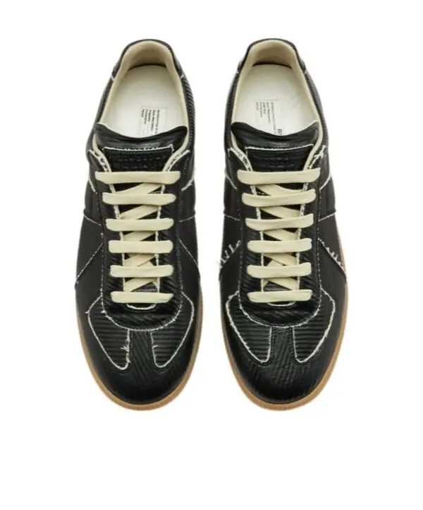 MAISON MARGIELA Replica Lace-up Sneakers With Textured Gum Sole - Black