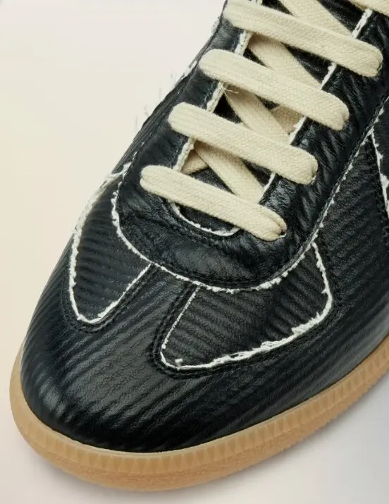 MAISON MARGIELA Replica Lace-up Sneakers With Textured Gum Sole - Black