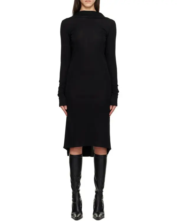 TOTEME High Neck Cape Effect Dress - Black