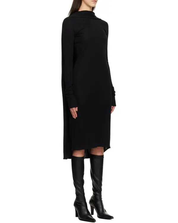 TOTEME High Neck Cape Effect Dress - Black