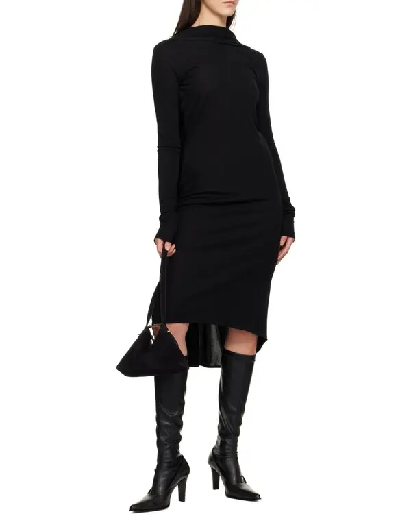 TOTEME High Neck Cape Effect Dress - Black