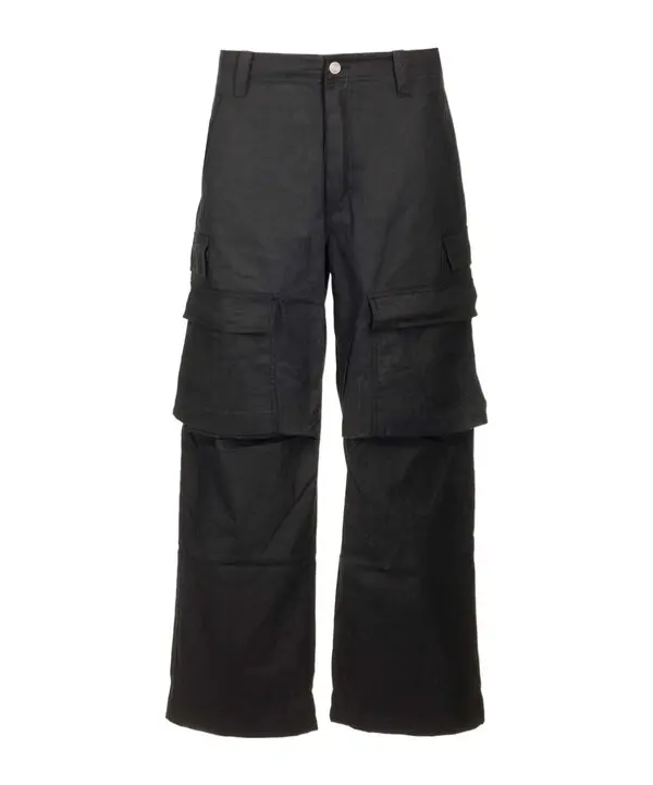 PURPLE BRAND Waxed Cotton Cargo Pants - Black