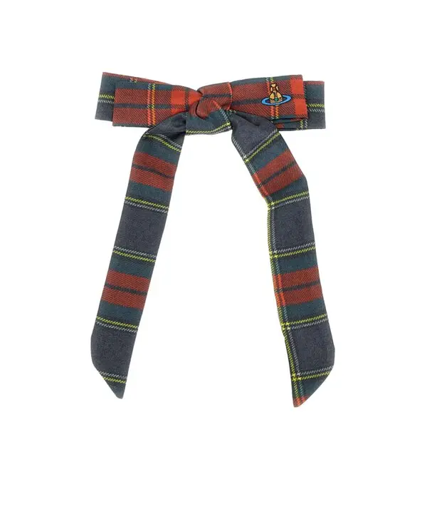 VIVIENNE WESTWOOD Tartan Bow Hair Clip - Black