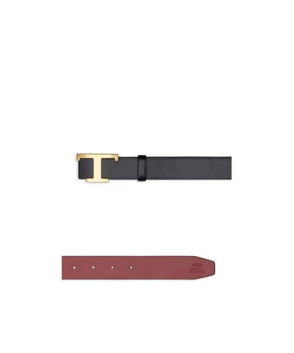 TOD'S T Timeless Reversible Leather Belt - Black