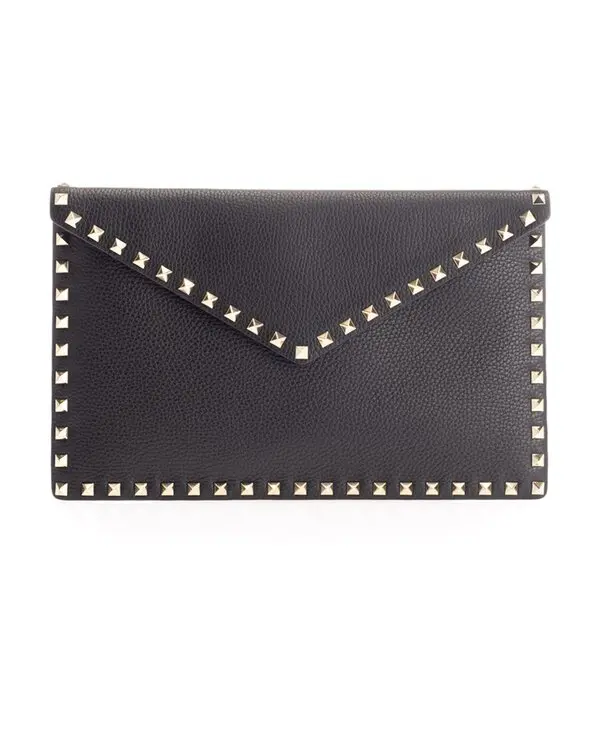 Valentino Garavani Rockstud Envelope Clutch Bag - Black