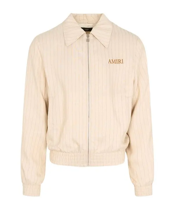Amiri Pinstripe Zip-up Jacket - Alabaster