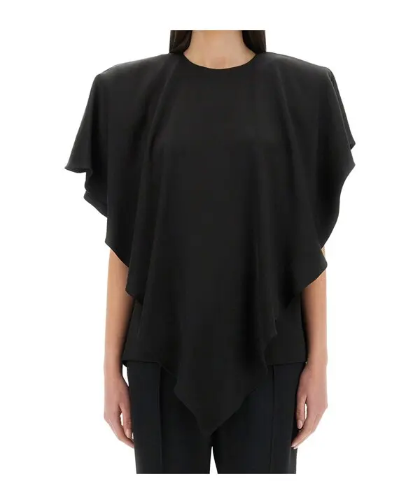 Stella McCartney Asymmetrical Layered Lightweight Satin Blouse - Black