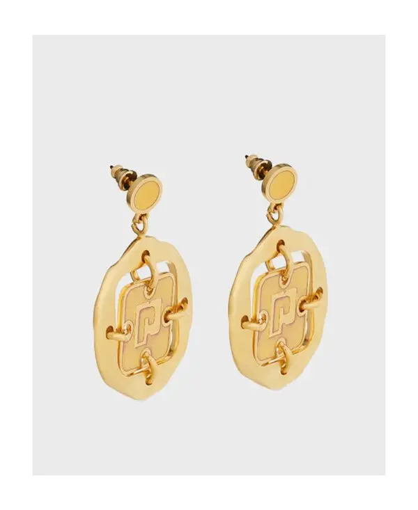 Rabanne Polished Drop Earrings With Medallion Detail