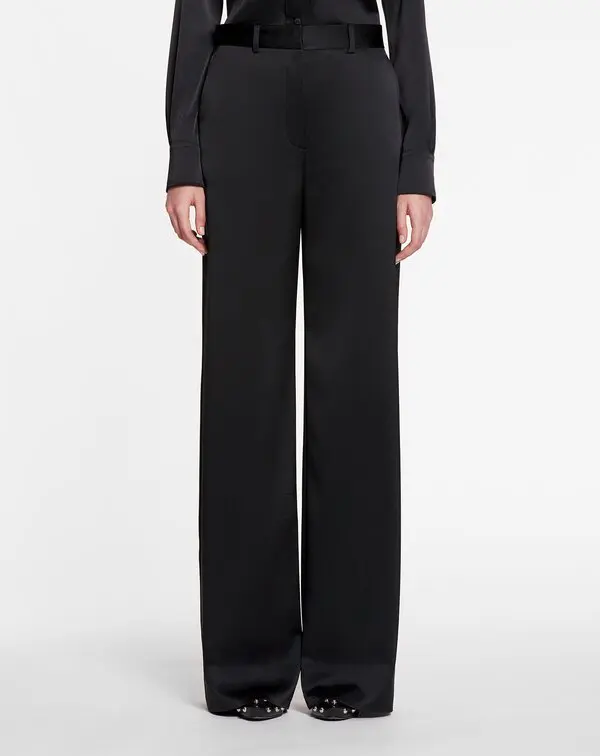 LANVIN High Waist Wide Leg Tailored Trousers - Black