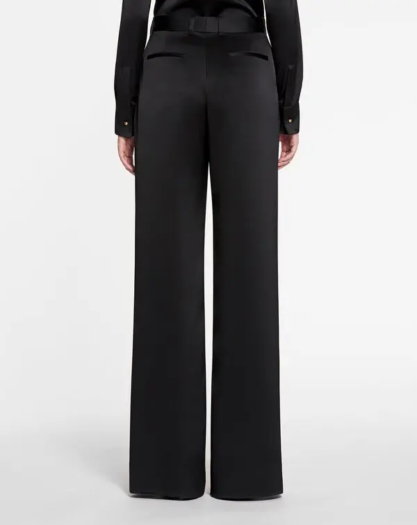 LANVIN High Waist Wide Leg Tailored Trousers - Black