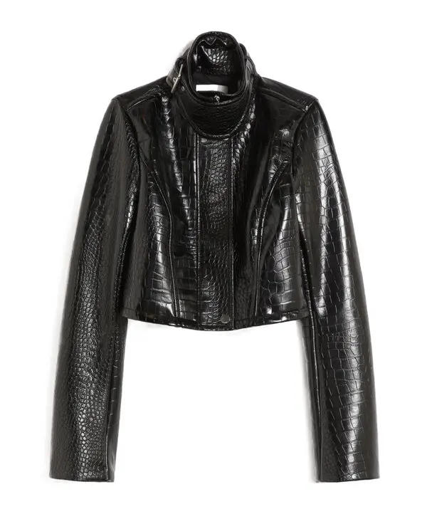 Sportmax Alligator-print Cropped Jacket - Black