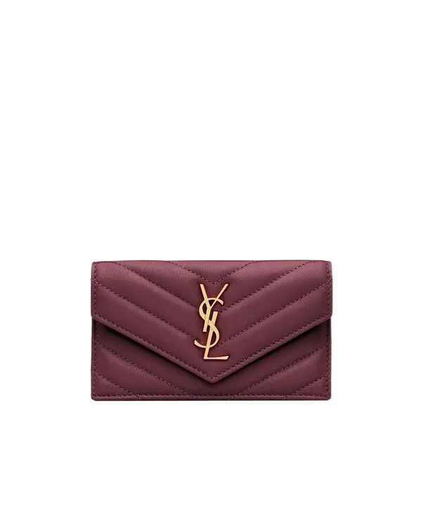 Saint Laurent Cassandre Matelassé Card Case - Red