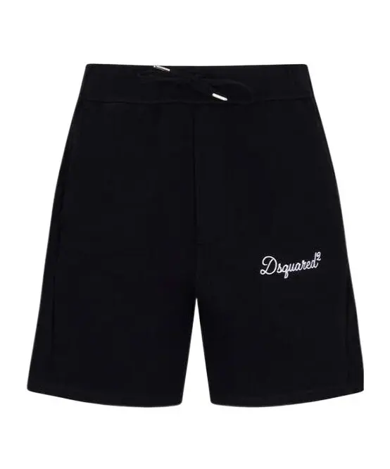 Dsquared2 Relaxed Fit Embroidered Logo Shorts - Black