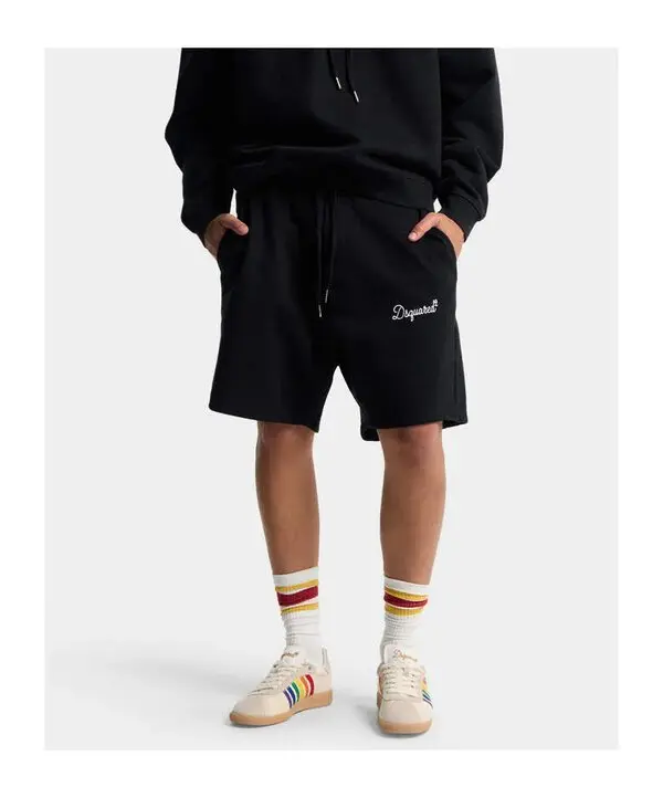 Dsquared2 Relaxed Fit Embroidered Logo Shorts - Black