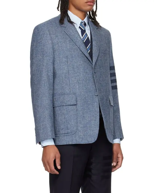 Thom Browne Stripe-detailed Single-breasted Tailored Blazer - Light Blue