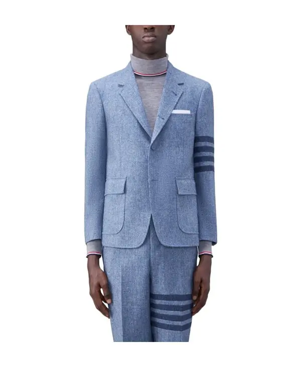 Thom Browne Stripe-detailed Single-breasted Tailored Blazer - Light Blue