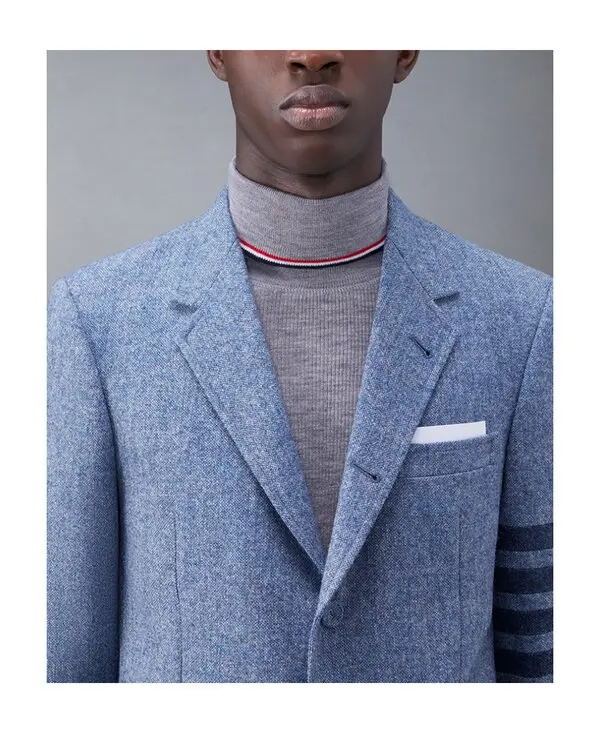 Thom Browne Stripe-detailed Single-breasted Tailored Blazer - Light Blue