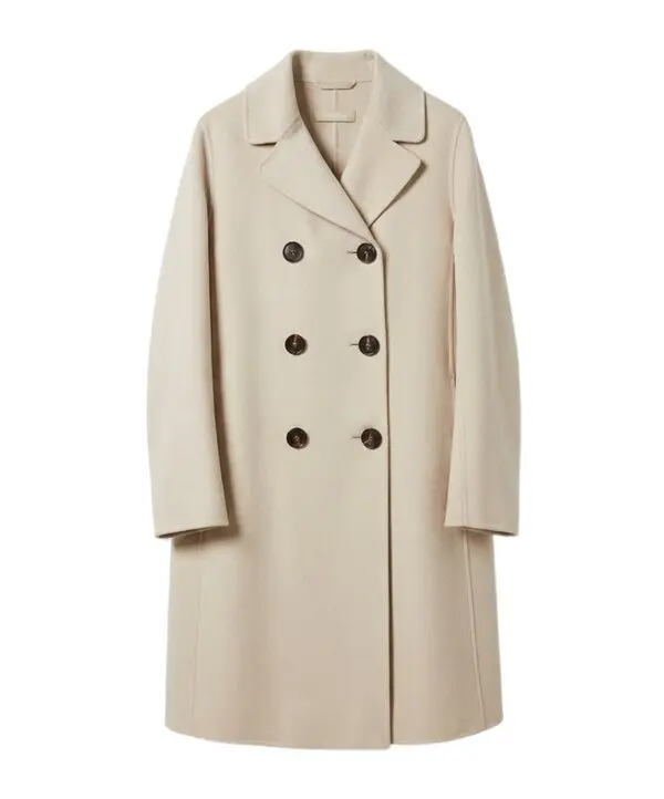 Max Mara Double-breasted Long Sleeve Coat - Nude