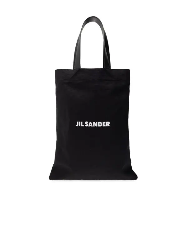 JIL SANDER Large Logo Printed Tote Bag - Black