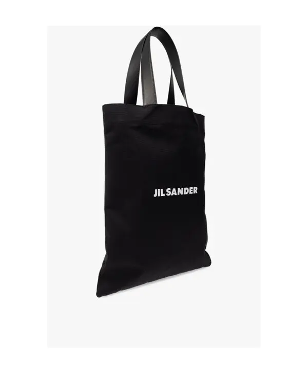 JIL SANDER Large Logo Printed Tote Bag - Black