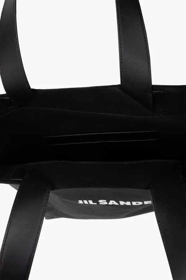 JIL SANDER Large Logo Printed Tote Bag - Black