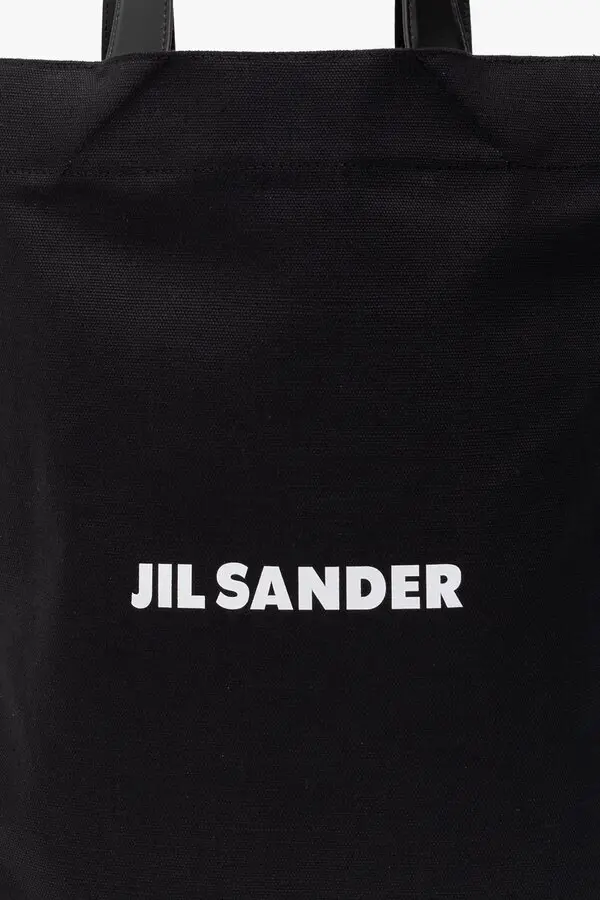 JIL SANDER Large Logo Printed Tote Bag - Black
