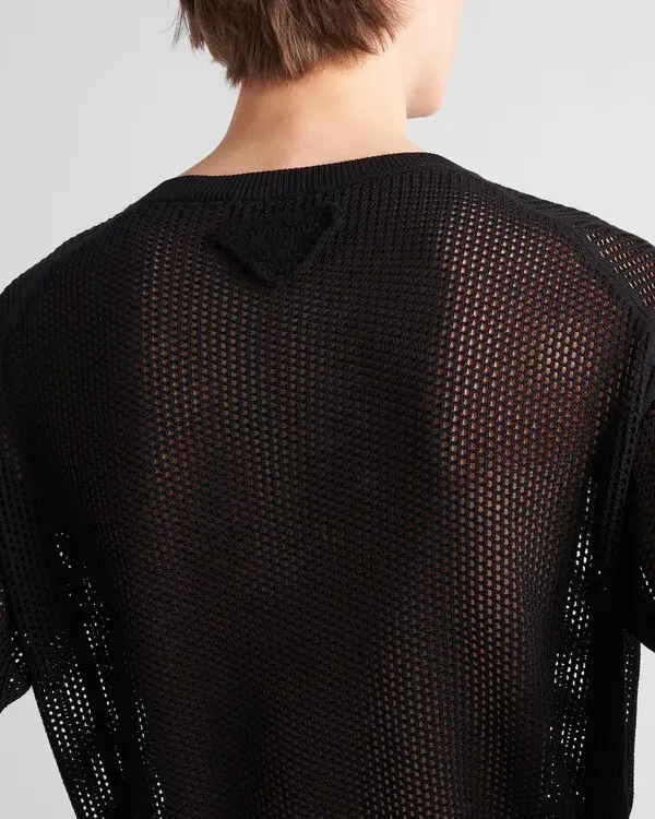 Prada Short-sleeved Open-knit Top