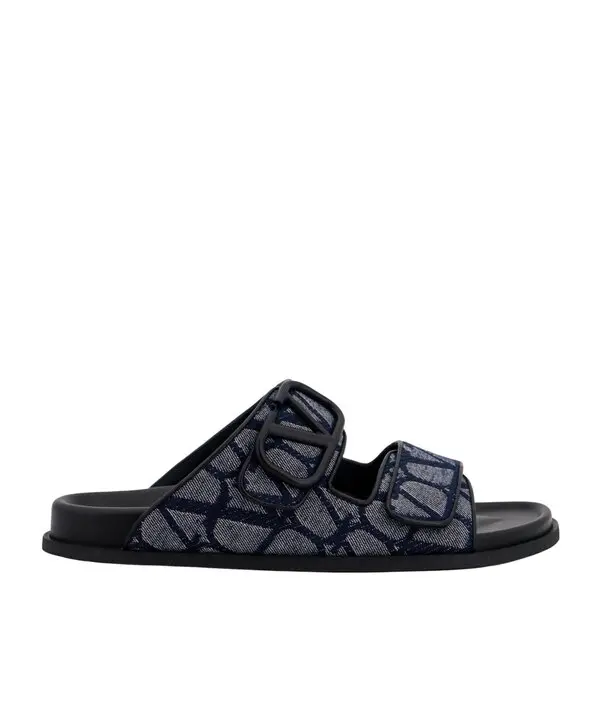 Valentino Garavani Vlogo Plaque Slip-on Sandals - Black