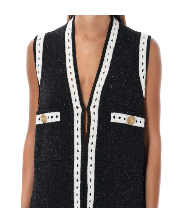 Balmain Sleeveless Long Knit Cardigan