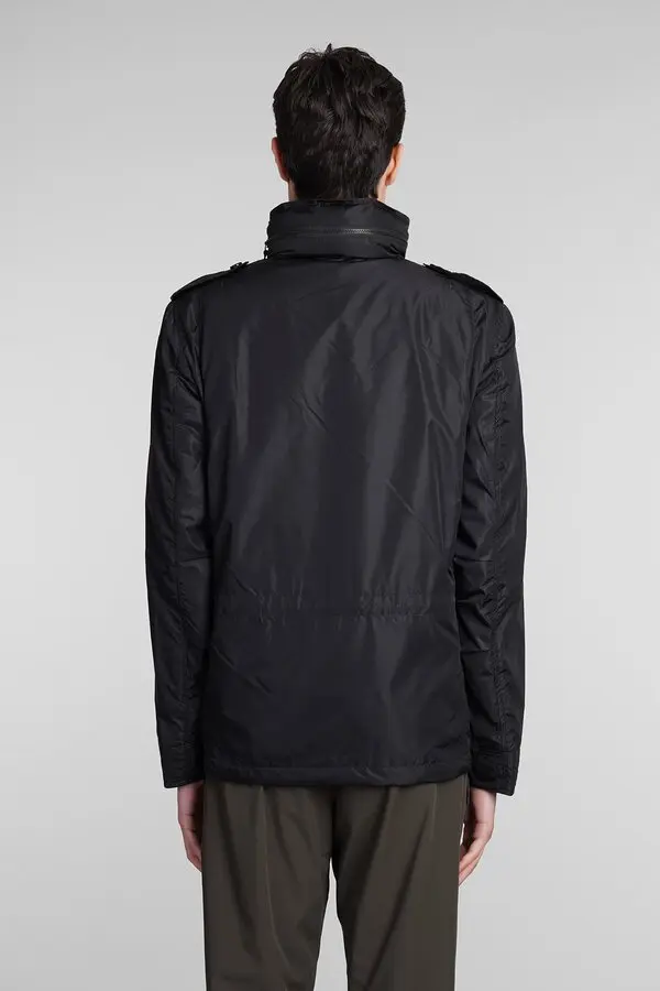Aspesi Minifield Logo Patch Hooded Jacket - Black