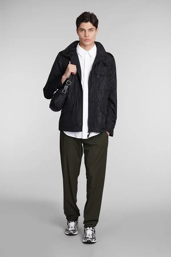 Aspesi Minifield Logo Patch Hooded Jacket - Black