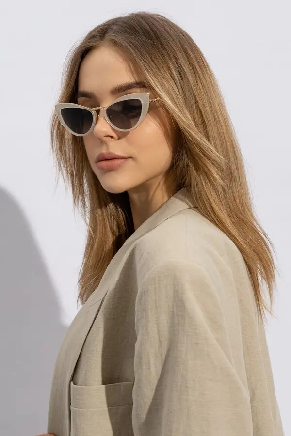 Valentino Garavani Studded Logo Cat Eye Sunglasses - Gray