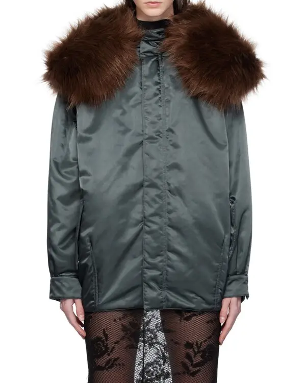 Alaïa Fur-embellished Maxi Bomber Jacket