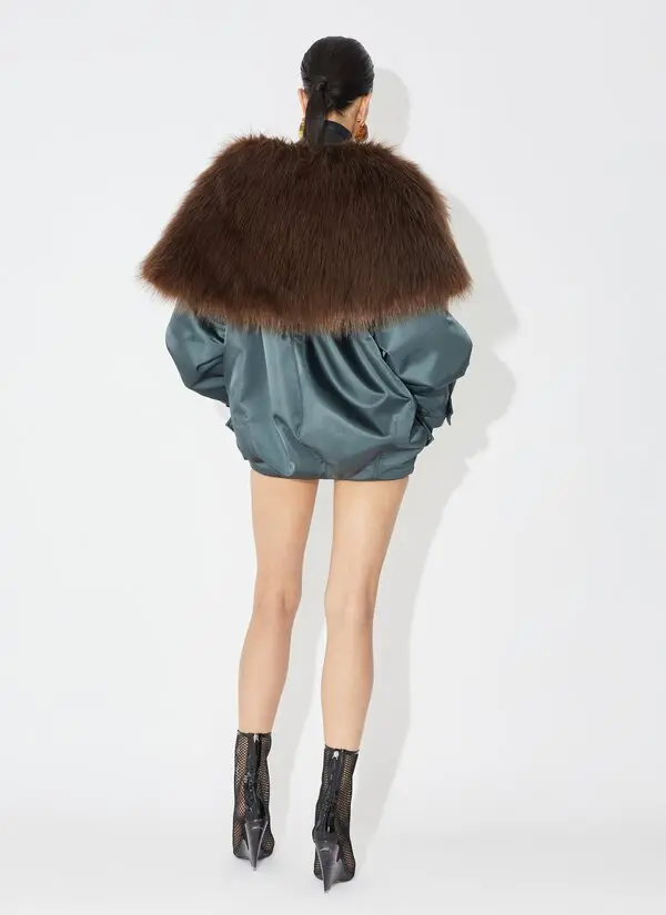 Alaïa Fur-embellished Maxi Bomber Jacket