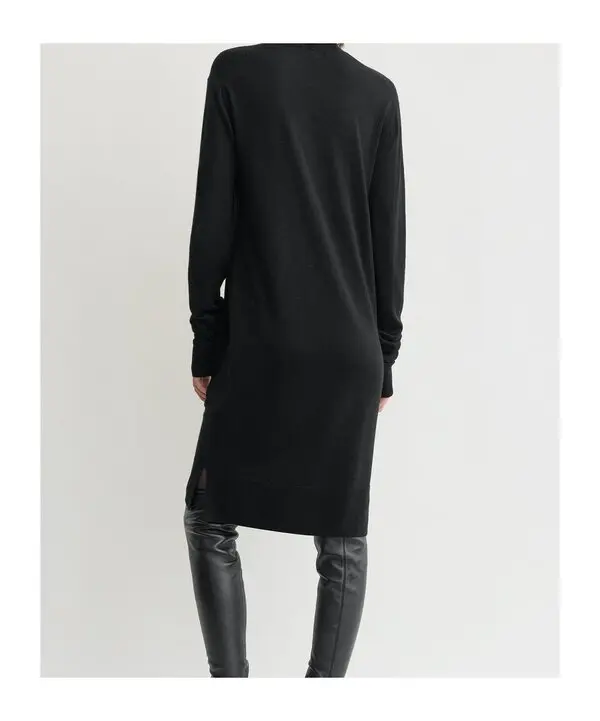 TOTEME Ribbed Turtleneck Midi Dress With Slits - Black