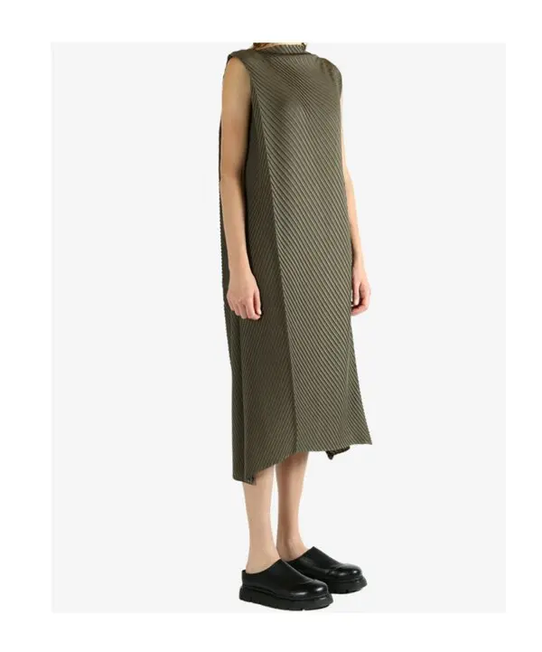 Issey Miyake Fold Pleats Sleeveless Midi Dress