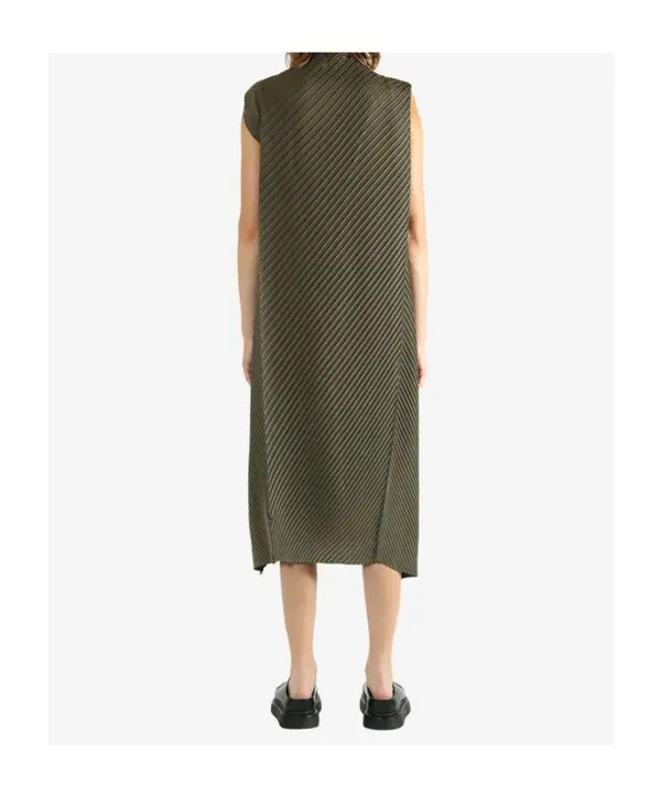 Issey Miyake Fold Pleats Sleeveless Midi Dress