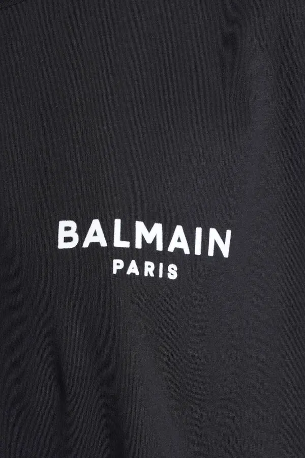Balmain Flocked Logo Cropped T-shirt