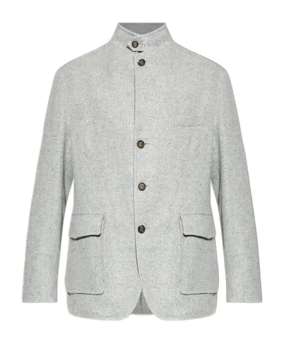 Eleventy Stand Collar Jacket - Gray