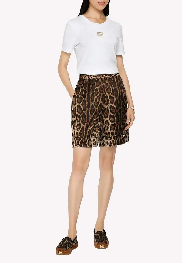 Dolce & Gabbana Leopard Printed Elasticated Waistband Shorts - No