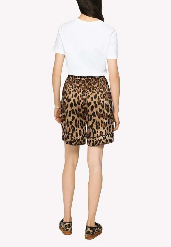 Dolce & Gabbana Leopard Printed Elasticated Waistband Shorts - No
